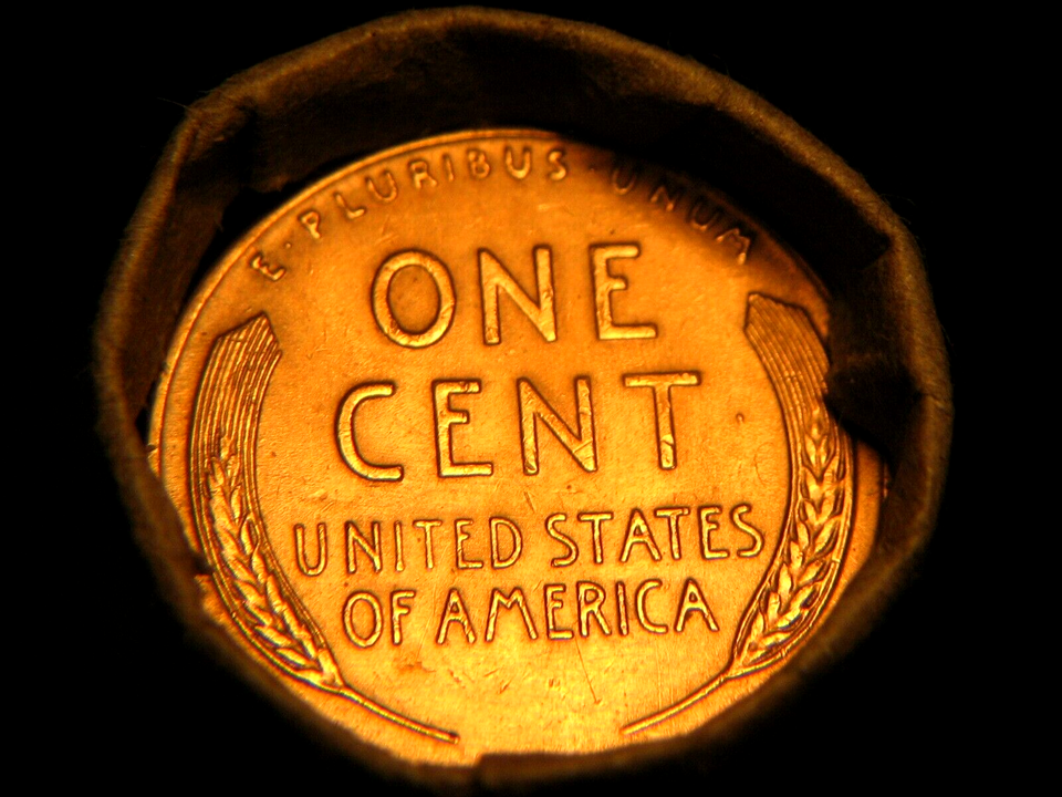 LINCOLN 50 WHEAT CENTS ROLL W/ 1909 VDB & "RED" REVERSE END COINS! 50% ...
