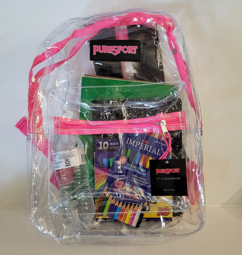 Clear School Backpack Transparent Stadium Plastic See-Thru GREEN + FREE ...