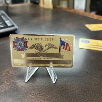 Vintage Brass / Metal Social Security Card VFW Veterans Of Foreign Wars ...