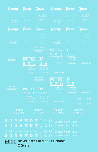 K4 O Scale Decals Nickel Plate Road 52 Ft Gondola White NKP | eBay