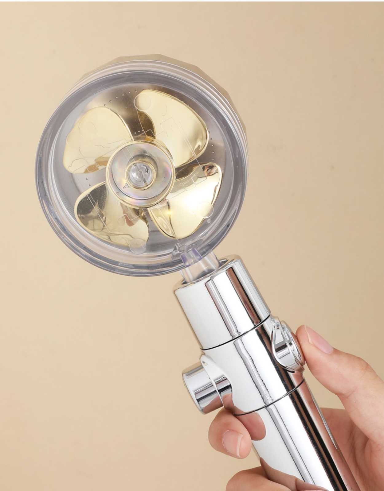 High Pressure Shower Head Adjustable 360°Rotation Turbine Water Saving ...