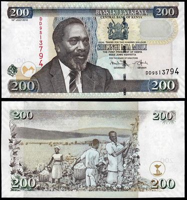 KENYA 200 SHILLINGS (P49e) 2010 UNC | eBay