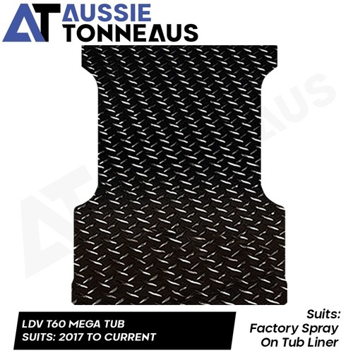 Checker Plate Rubber Ute Mat for LDV T60 Mega Tub 2017-Cur Suits Spray ...