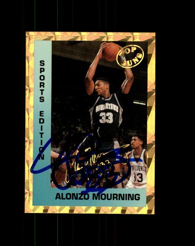 Alonzo Mourning Signed 1992-93 Sports Edition Top Guns IPA In Person ...
