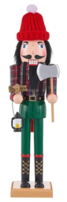 Wooden Christmas Nutcracker,16", LUMBERJACK WITH AXE & LAMP WITH RED ...