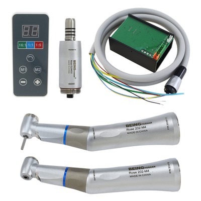 BEING Dental Electric Motor Handpiece LED 1:1 Contra Angle Fiber Optic ...