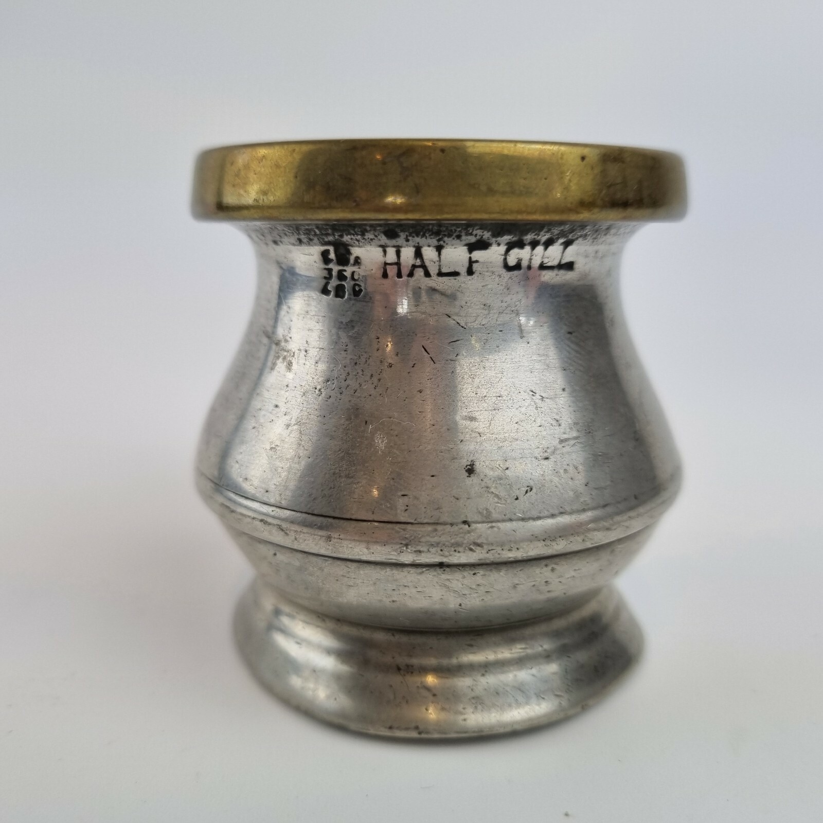 Antique Pewter Half Gill Measure Tankard Brass Rim 5.5cm #23 | eBay