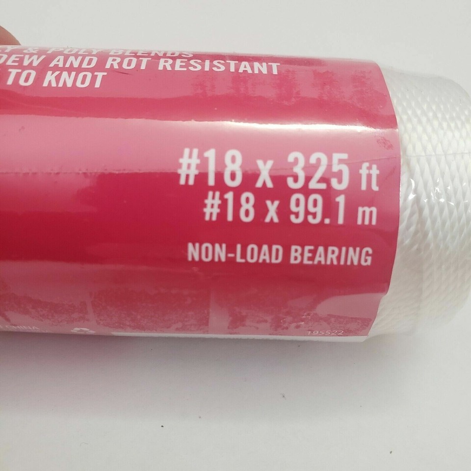 Twisted Mason Line White Everbilt 18 x 325 Feet Poly Blend Lot of 10 -1 ...