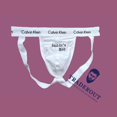 Daddy’s Boy logo custom embroidery men white cotton jock jockstrap underwear | eBay