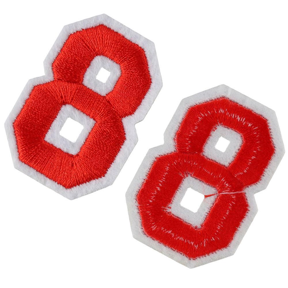 40pcs Red Color Embroidered Patches Cotton Red Number Patches DIY ...