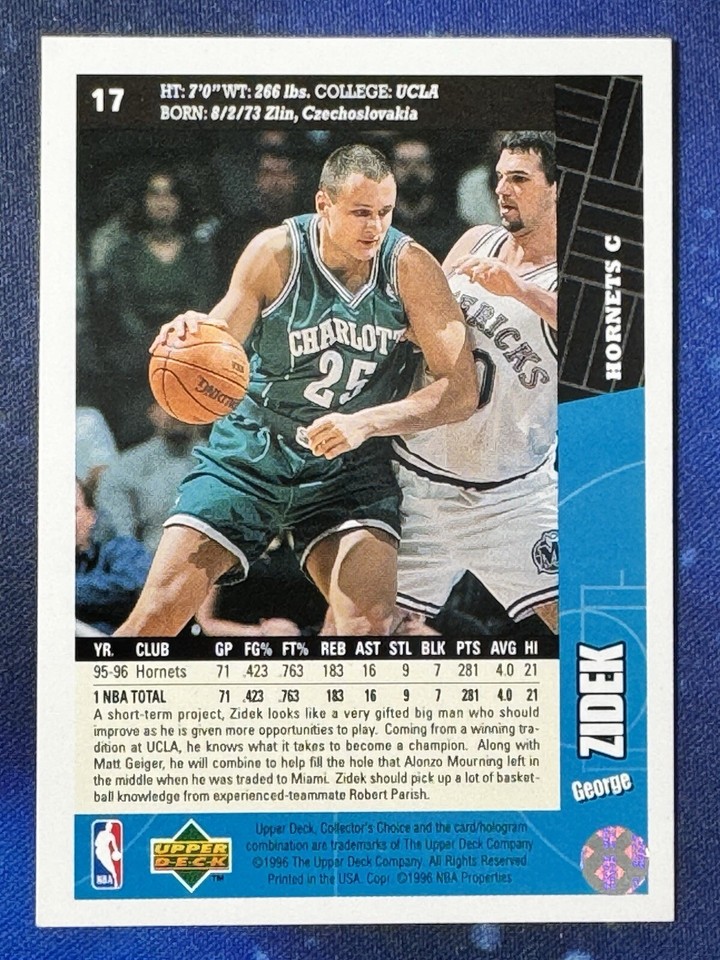 George Zidek 1996-97 Upper Deck Collector's Choice #17 Charlotte ...
