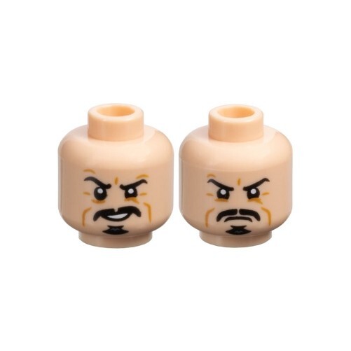 LEGO - Minifig, Head Black Eyebrows, Moustache & Goatee Smile with ...