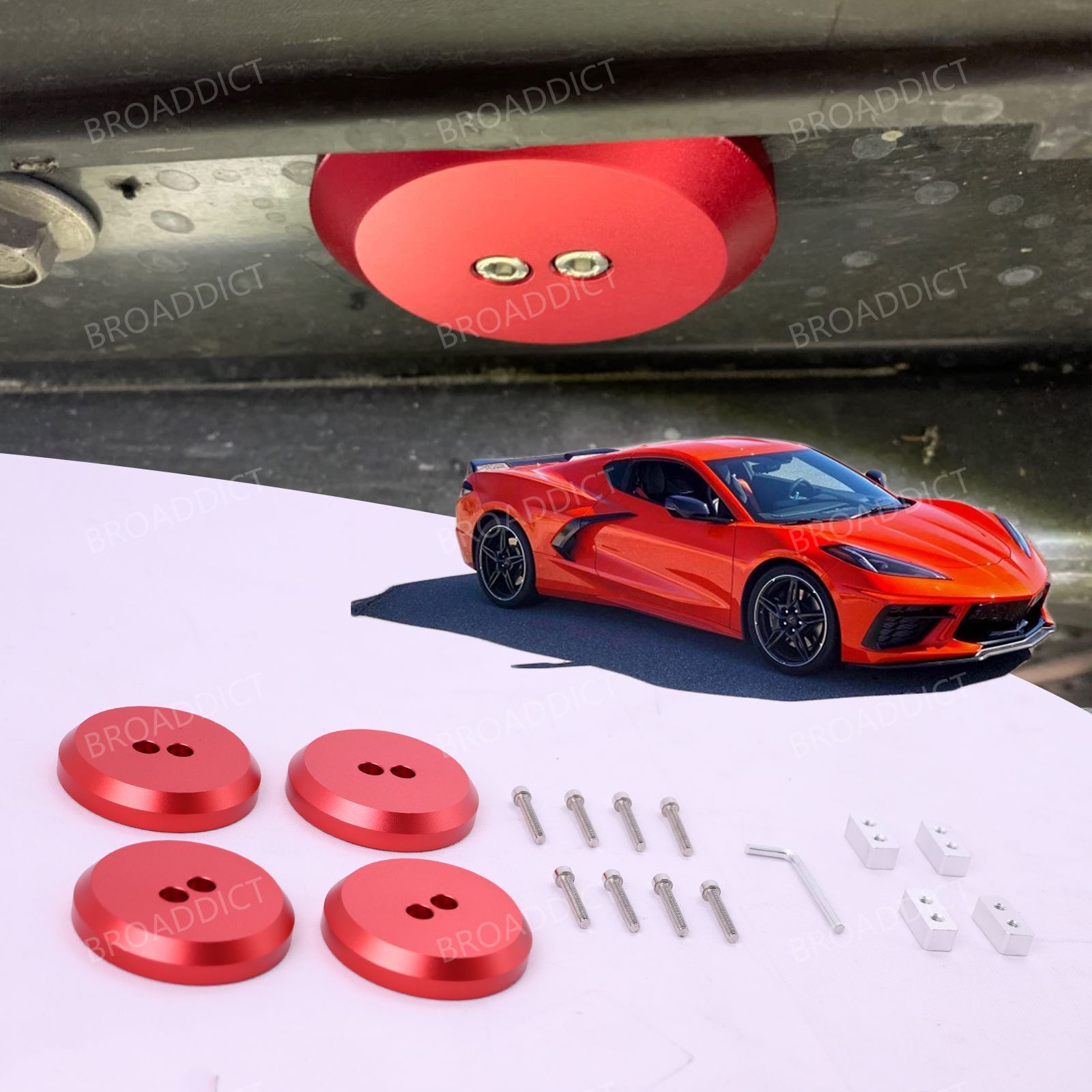 Red Aluminum Jacking Lift Pad Jack Puck For Corvette C5 C6 C7 C8 1997 ...