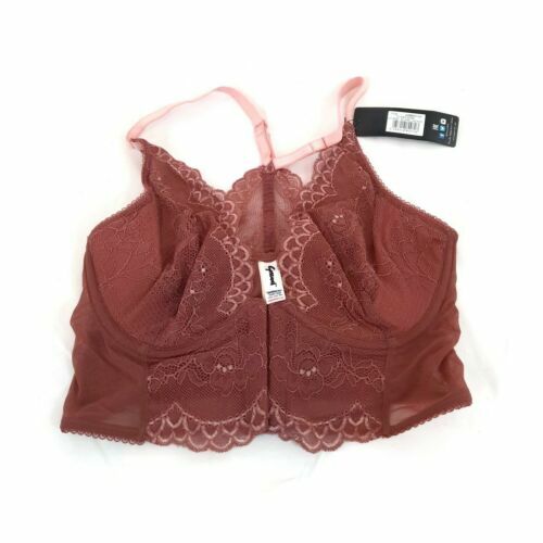 Gossard Womens Longline Front-Close Plunge Bra Cinder Rose 30DD Lacey ...