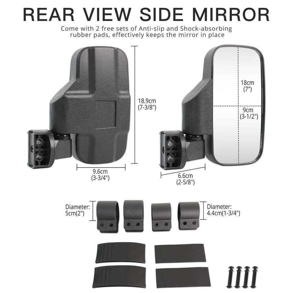 For Kawasaki Mule PRO FX FXT DX DXT PRO-MX UTV Side View Rear Mirrors 1 ...