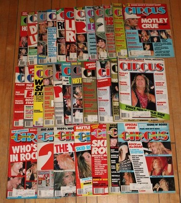 Lot of 30 Circus Magazines from 1987-1989 Motley Crue Skid Row Guns N ...