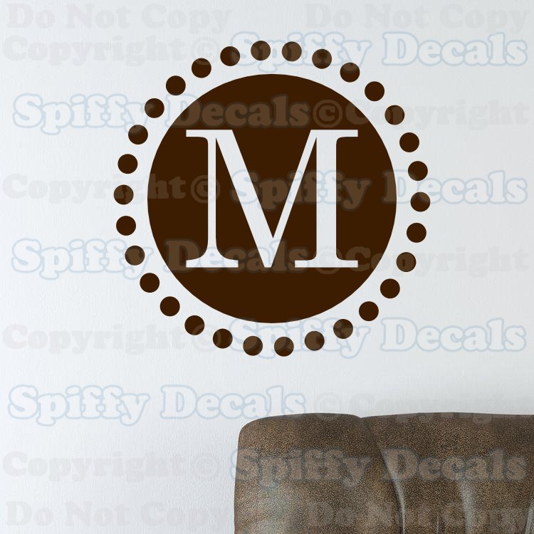 PERSONALIZED CUSTOM CIRCLE INITIAL MONOGRAM Lettering Vinyl Wall Decal ...