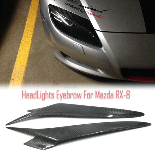 Carbon Fiber Headlight Cover Eyebrows Eyelid Trim Sticker For Mazda RX ...