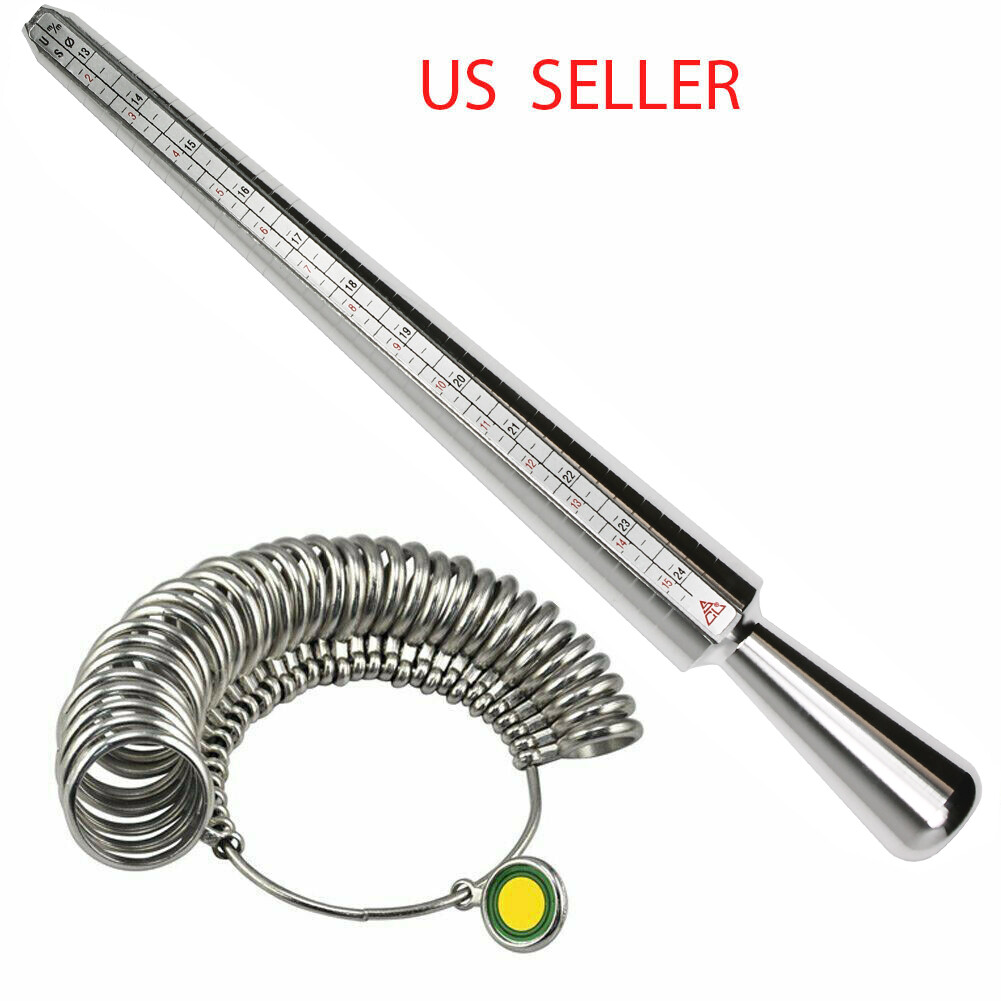Metal Ring Sizer Gauge Mandrel Finger Sizing Measure Stick Standard ...