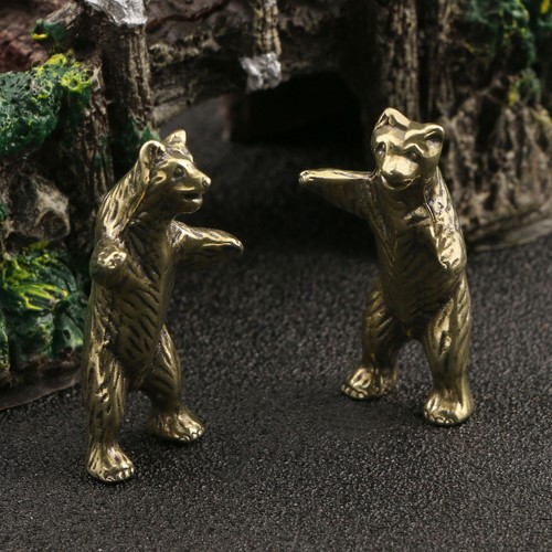 Solid Brass Bear Figurine Small Statue Home Ornament Figurines ...