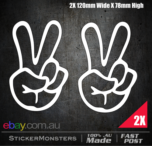 PEACE SIGN CHOPPED 2X Car Vinyl Decal Sticker 120mmH High Quality Funny ...