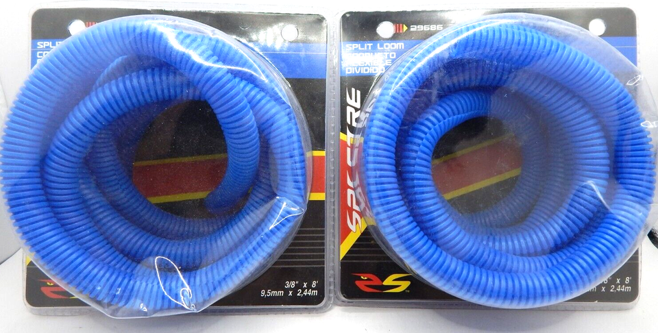 LOT of 2 Blue Plastic Electrical Wiring Split Convoluted Wire Loom 3/8 ...