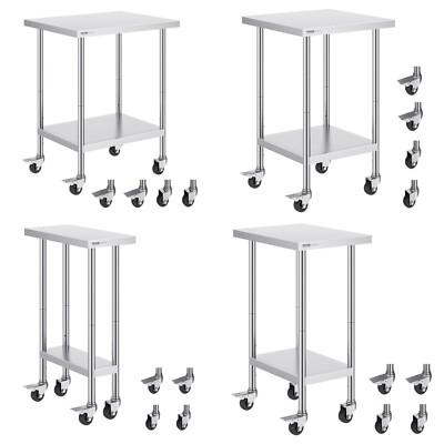 11 Size Stainless Steel Work Table Commercial Prep Table With 4 Casters ...