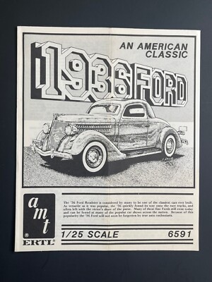 AMT - 1936 Ford Coupe Car - Original Model Kit Instruction Sheet - 1/25 ...