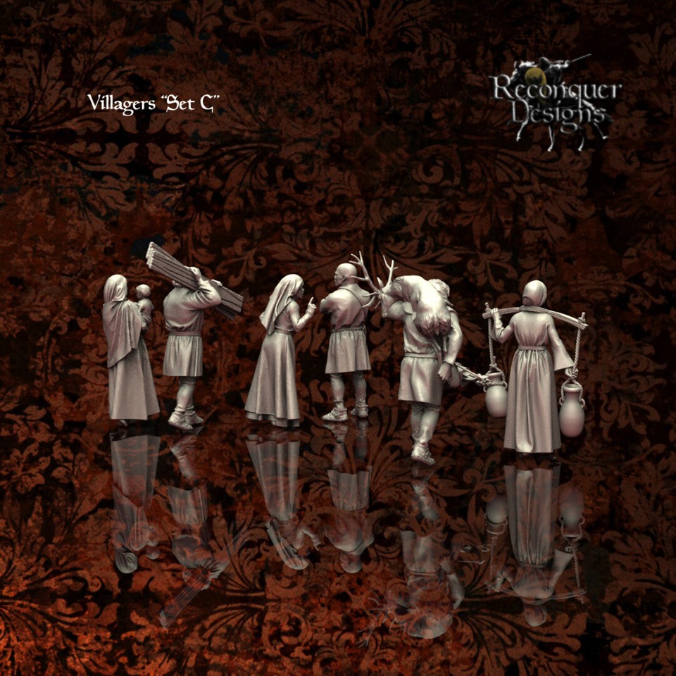 Reconquer Designs Miniatures Medieval Villagers Set C Civilians ...