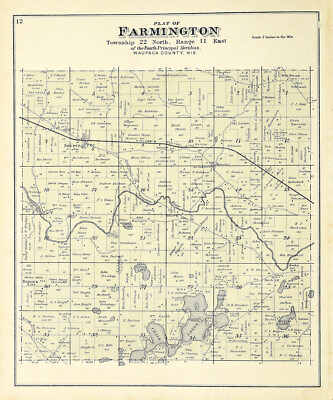 1889 Map of Farmington Township Waupaca County Wisconsin | eBay Australia