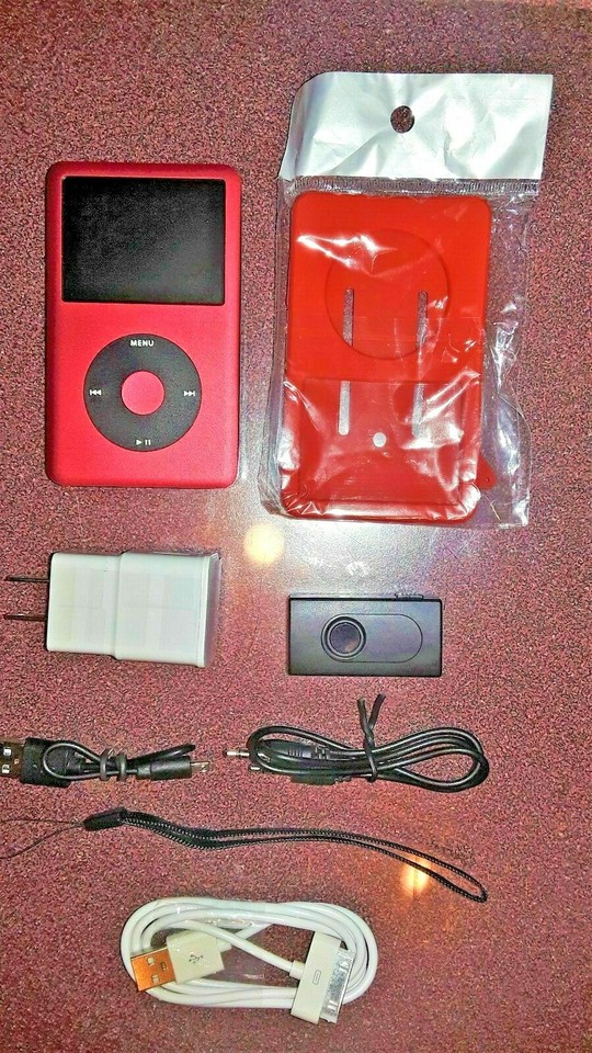 ROCKBOX 512GB SD OEM IPOD CLASSIC RED! 6TH GEN! METAL FRONT+ LOT OF ...
