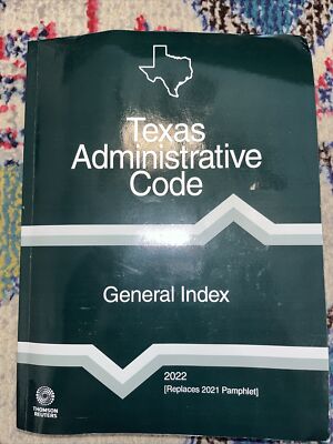 General Index, 2022 ed. (Texas Administrative Code) | eBay