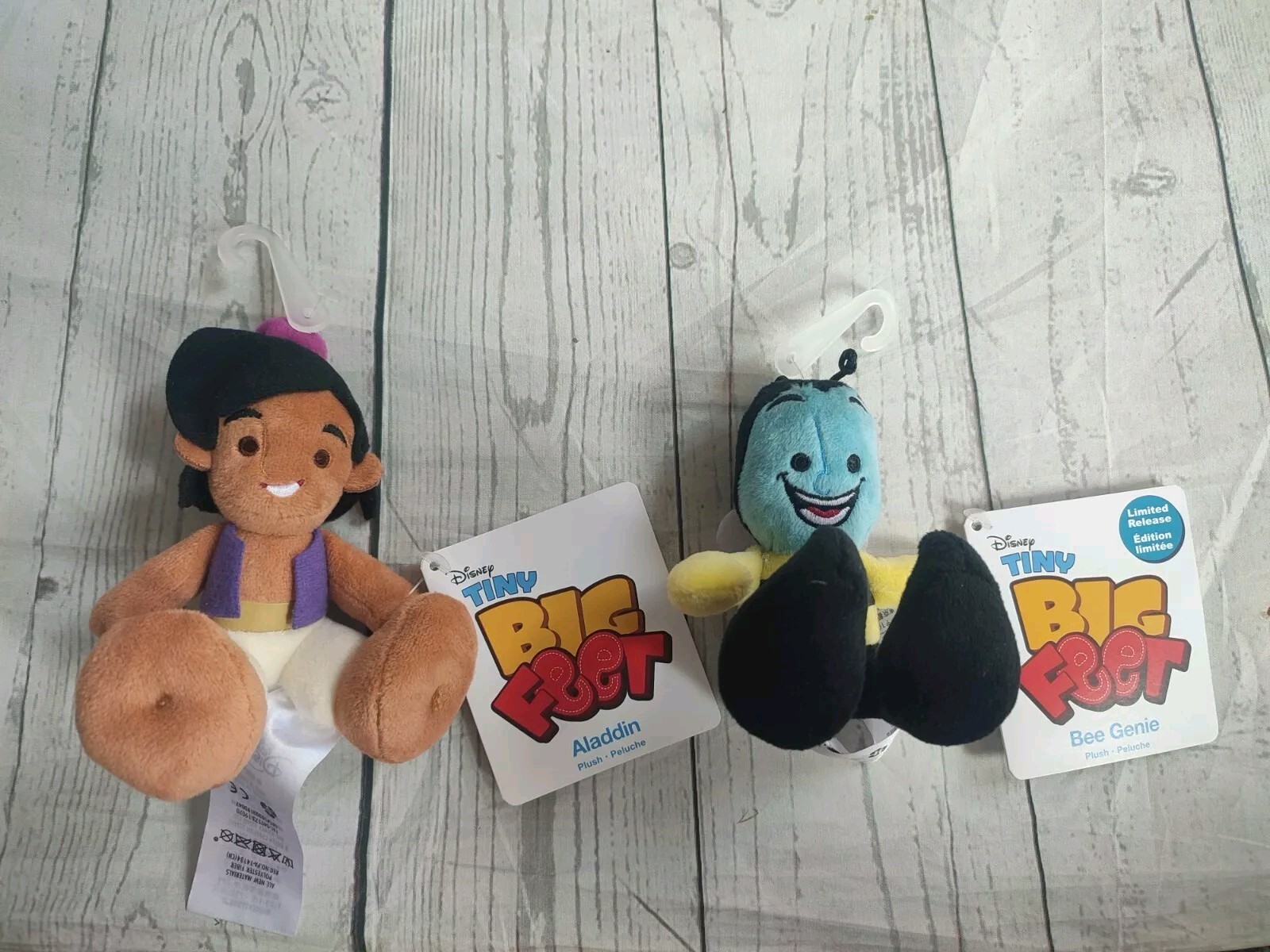 Disney Store Tiny Big Feet Bee Genie & Aladdin Set Limited Release Soft ...