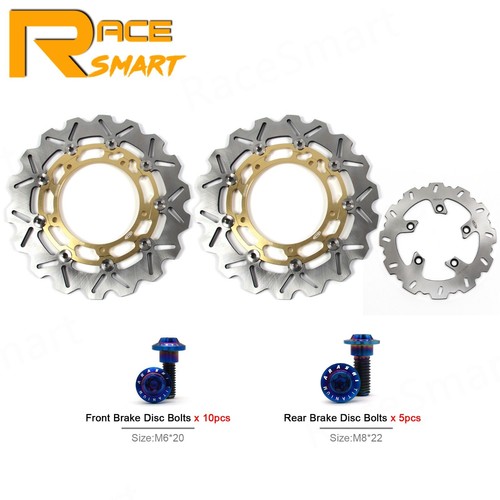 Front Rear Brake Disc Rotors + Bolts Screws For Yamaha FZ6 FZ600 Fazer ...