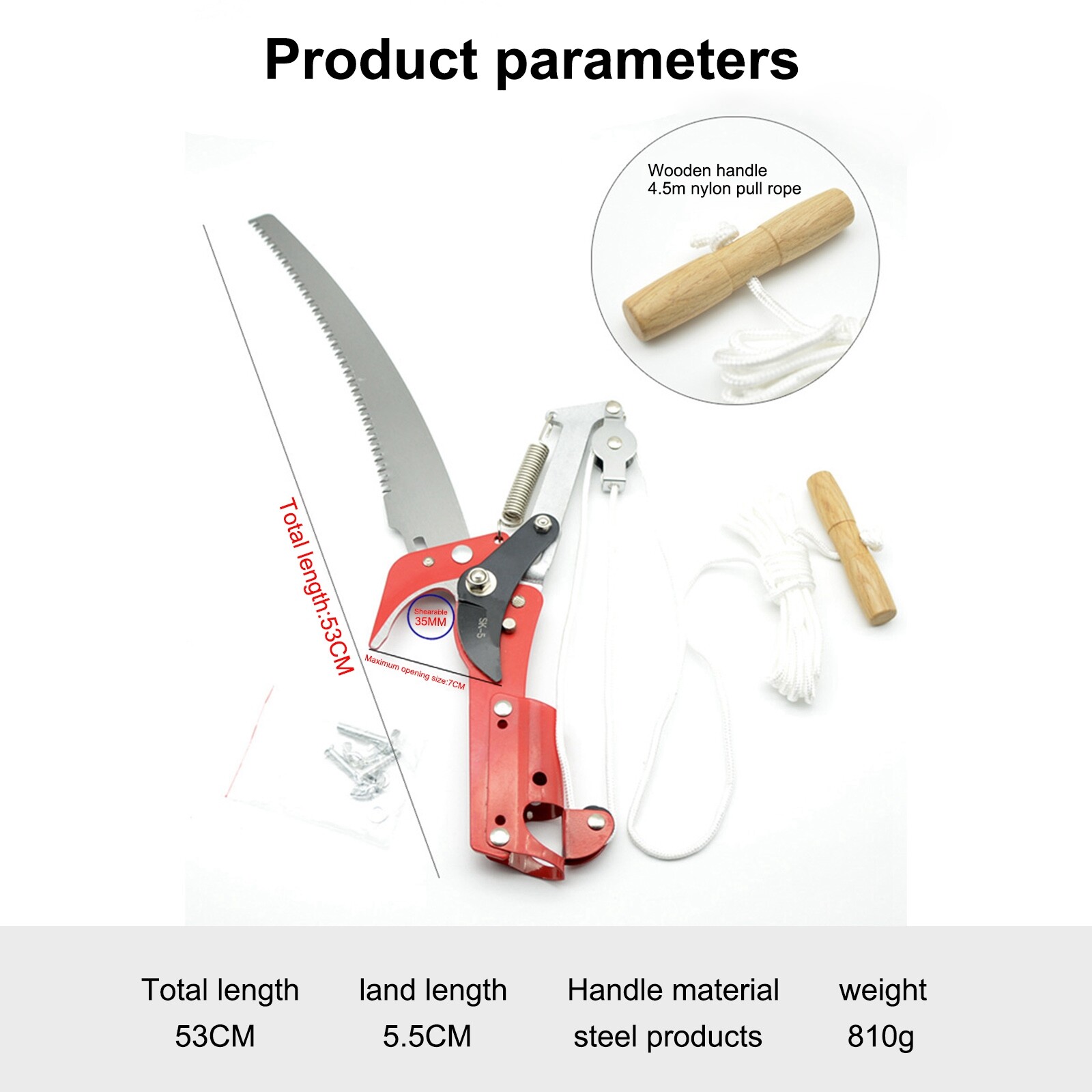 Pulley Pruner Saw Extendable Tree Trimming Lopper Branch Scissors w ...