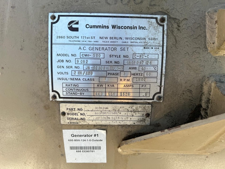 Cummins VTA1710 - 400KW Diesel Generator Set | eBay