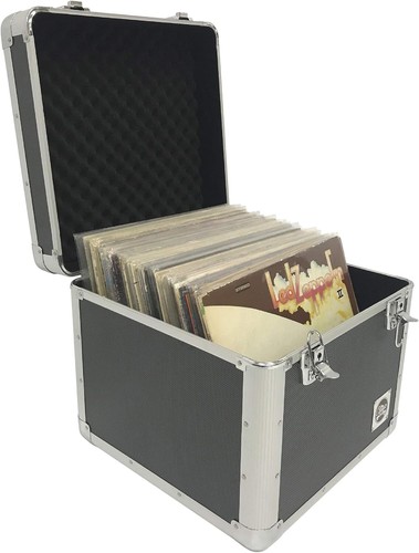 Vinyl Record Album Storage Box Case Aluminum Lp Crate Holds 75 Records ...