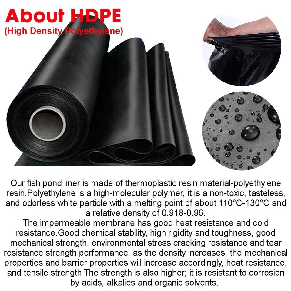 Waterproof HDPE Pond Liner Pond Liners 29x20ft Fish Liner Gardens ...