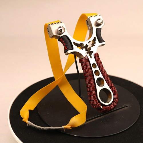 Alloy Slingshot Hunting Catapult Slingbow Archery Flat Rubber Band ...