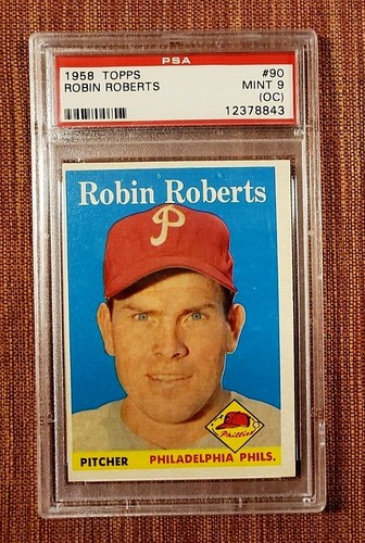 1958 Topps #90 Robin Roberts Philadelphia Phillies Baseball Card PSA 9 ...