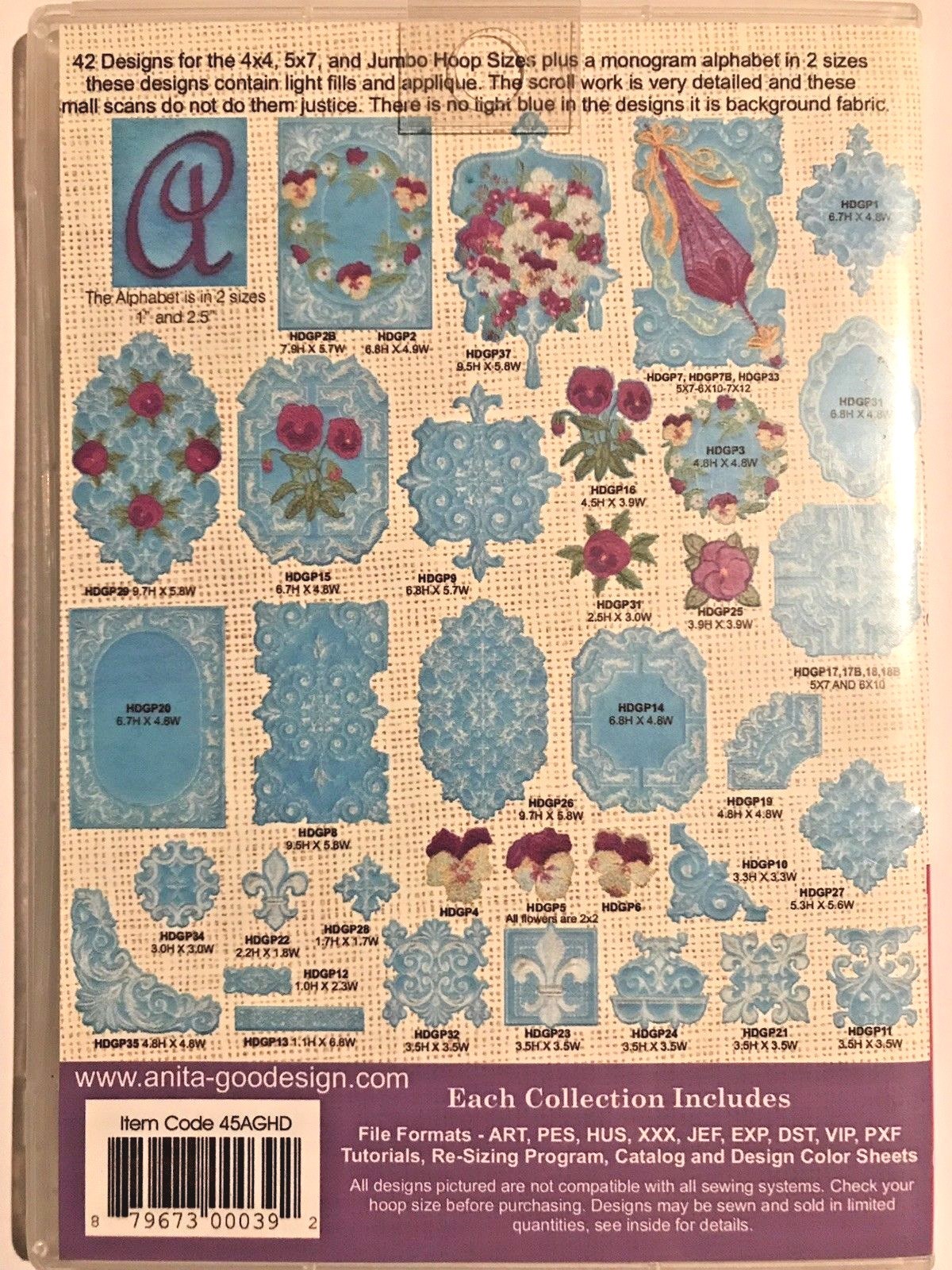 NEW! Anita Goodesign PANSY MONOGRAM 42 Designs $69.95 List! FREE ...