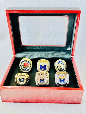 6 PCS Michigan Wolverines Championship Ring, 1997/2021/22/ 23/2024 With ...