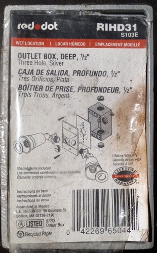 RED DOT IHD3-1 S103E ALUMINUM WEATHERPROOF OUTLET BOX, 1G, (3) 1/2", 2. ...