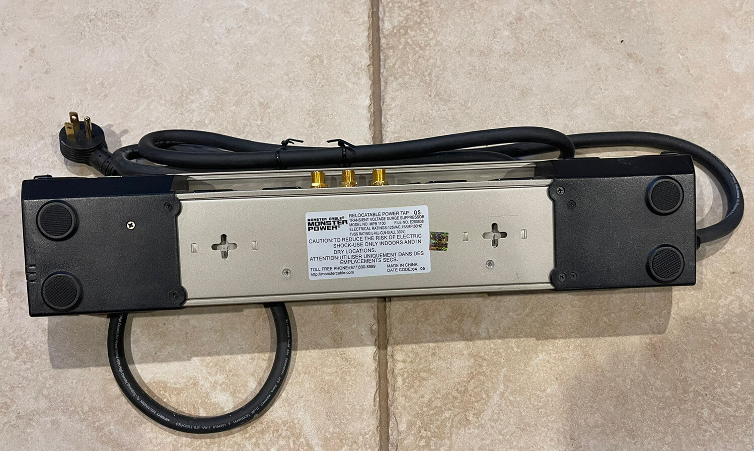 Monster Power Home Theatre PowerBar 1100 Surge Protector 8 Outlet Strip ...