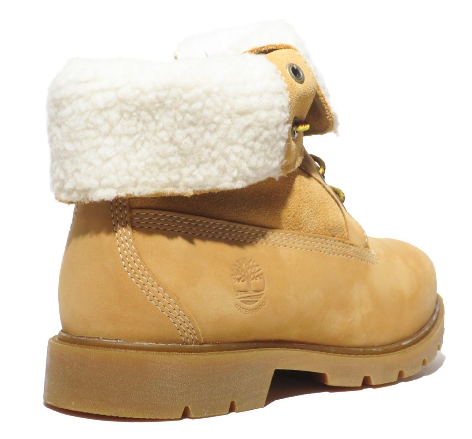 Timberland Womens Linden Woods Waterproof Fold-Down Teddy Fleece Gray ...