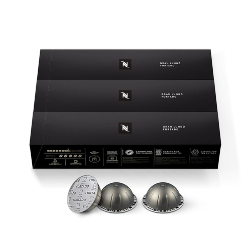 Nespresso Capsules Vertuo, Fortado Gran Lungo Americano, Dark Roast ...