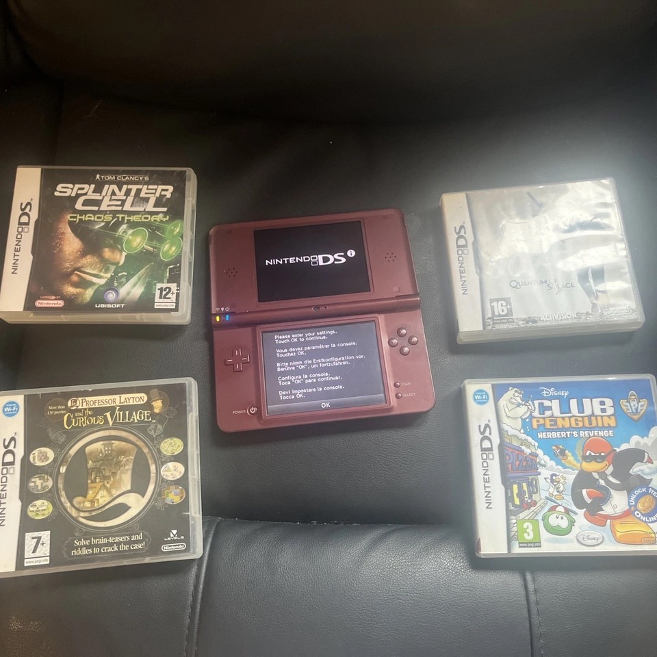 Nintendo DSI XL Console Burgundy Red with Charger and 4 games | eBay UK