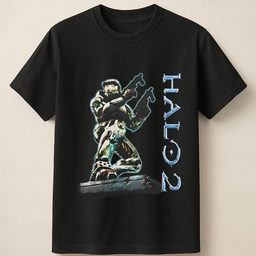 Halo 2 Master Chief Action Pose Sci Fi Gaming Graphic Print Unisex T ...
