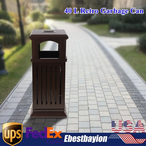 Retro Parks Garbage Can Courtyard Open-top Trash Recycle Bin with Flip ...