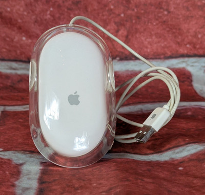 Apple Pro Mouse M5769 USB Wired Optical Mouse White Clear Vintage G3 G4 ...